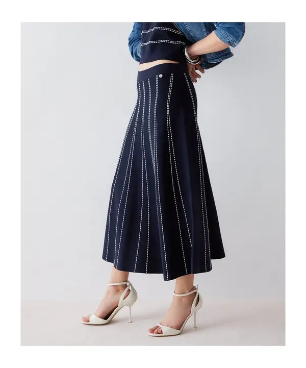 Liu Jo Striped Knit Midi Skirt