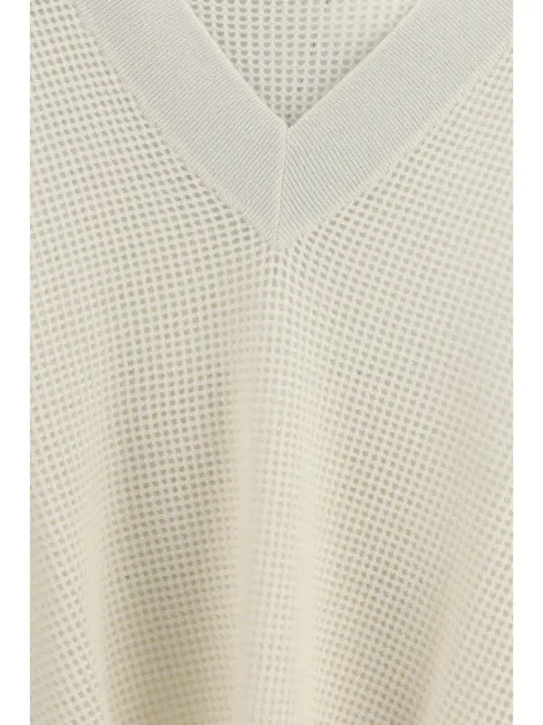 Brunello Cucinelli V-neck Mesh Knit Sweater