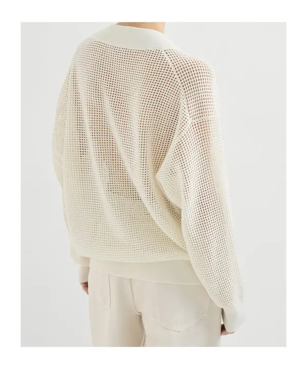 Brunello Cucinelli V-neck Mesh Knit Sweater
