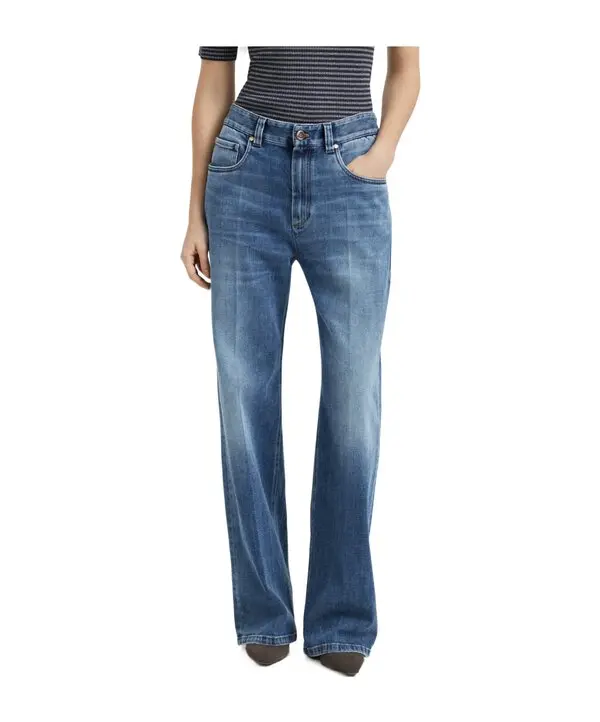 Brunello Cucinelli Logo Patch Straight Leg Jeans