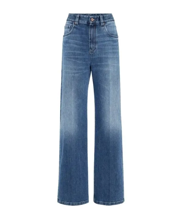 Brunello Cucinelli Logo Patch Straight Leg Jeans