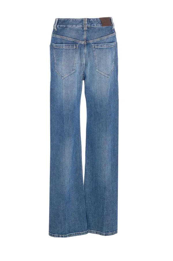 Brunello Cucinelli Logo Patch Straight Leg Jeans