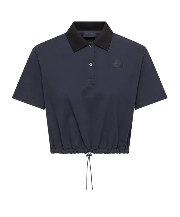 Moncler Cropped Polo Shirt With Drawstring Hem
