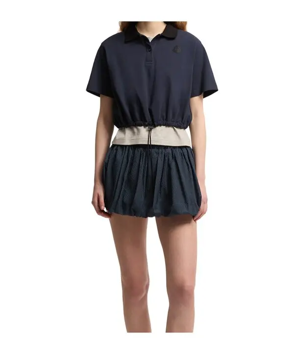 Moncler Cropped Polo Shirt With Drawstring Hem