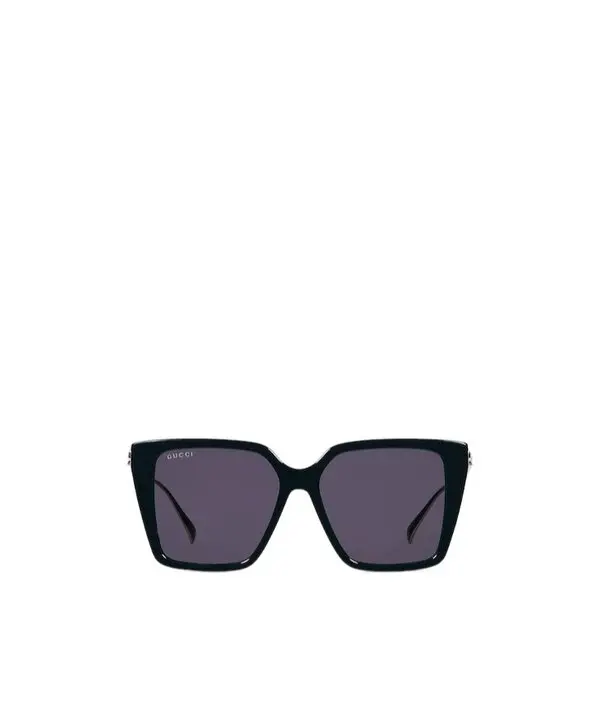 Gucci Square Frame Sunglasses With Crystal Studs - Shiny Black