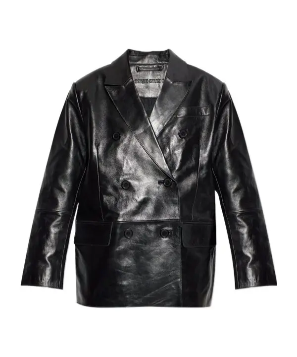 STAND STUDIO Alondra Double-breasted Leather Blazer