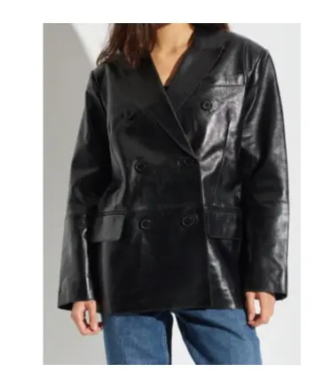 STAND STUDIO Alondra Double-breasted Leather Blazer