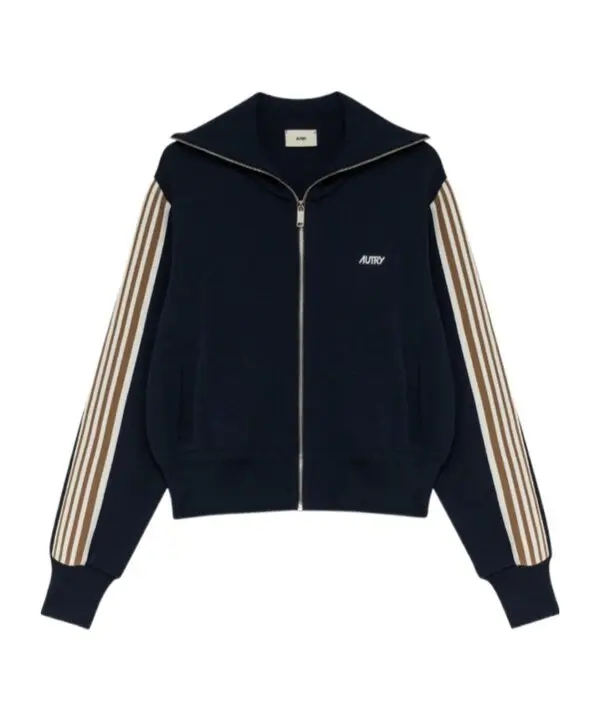 AUTRY Zip-up Sweatshirt With Contrast Stripes - Black