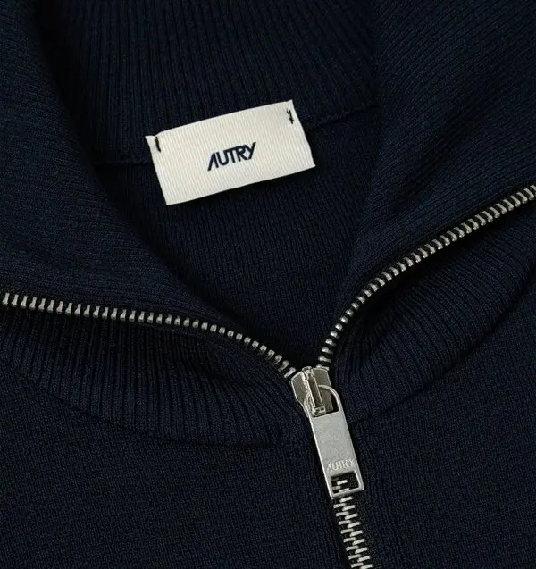 AUTRY Zip-up Sweatshirt With Contrast Stripes - Black