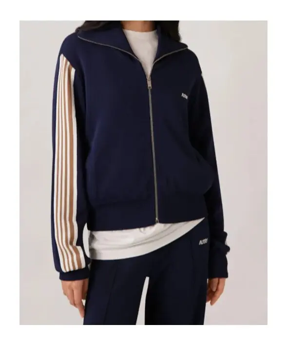 AUTRY Zip-up Sweatshirt With Contrast Stripes - Black