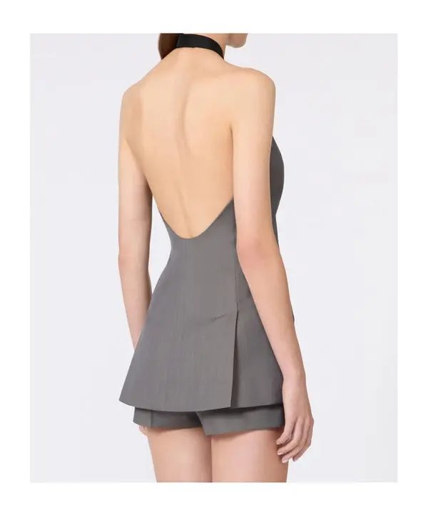 Max Mara Cali Halterneck Sleeveless Blazer - Medium Gray