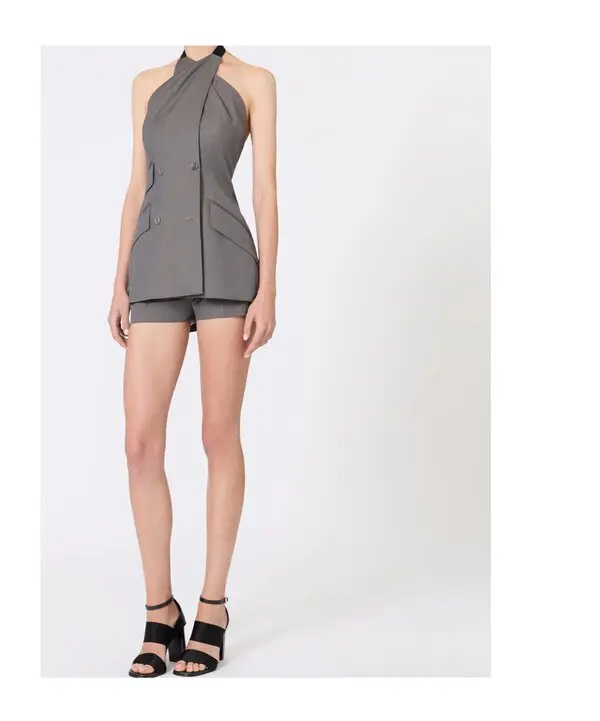 Max Mara Cali Halterneck Sleeveless Blazer - Medium Gray
