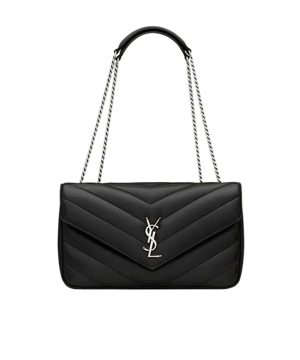 Saint Laurent Loulou Foldover Top Medium Shoulder Bag - Black