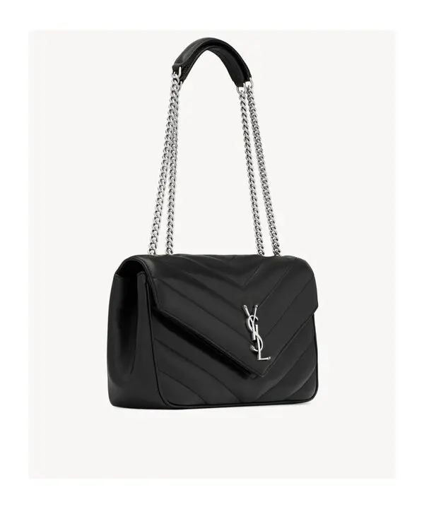 Saint Laurent Loulou Foldover Top Medium Shoulder Bag - Black