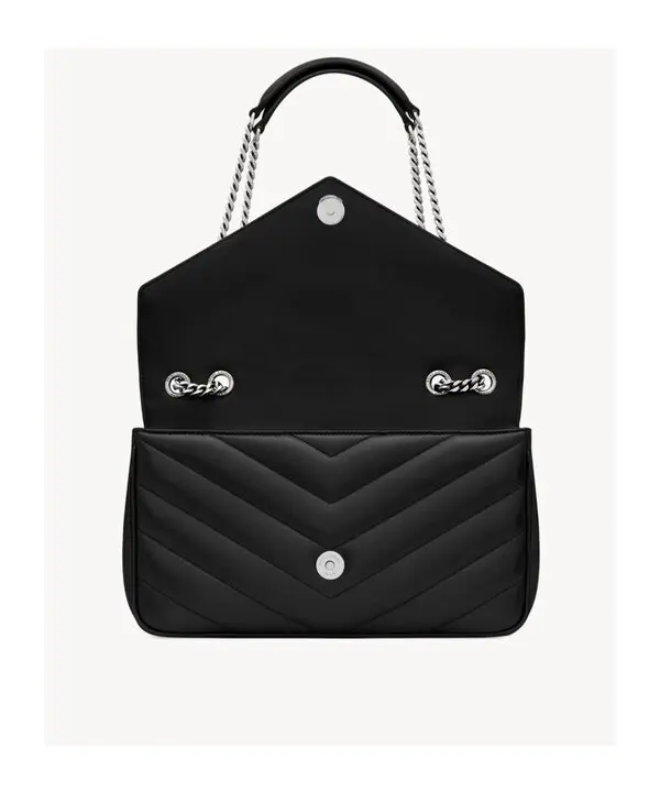 Saint Laurent Loulou Foldover Top Medium Shoulder Bag - Black