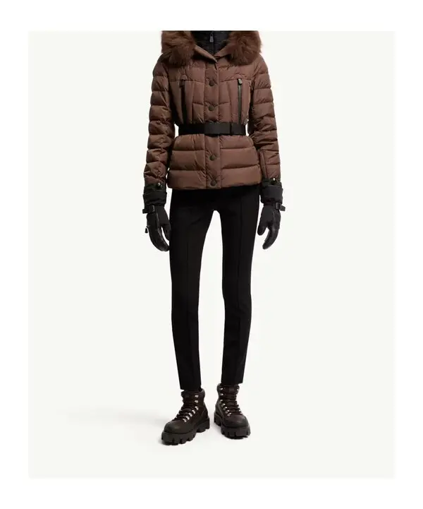 Moncler Beverley Down Jacket With Removable Fur Hood - Brown