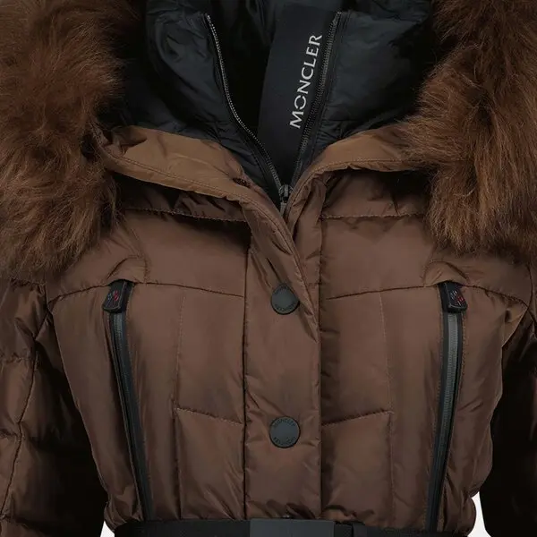 Moncler Beverley Down Jacket With Removable Fur Hood - Brown