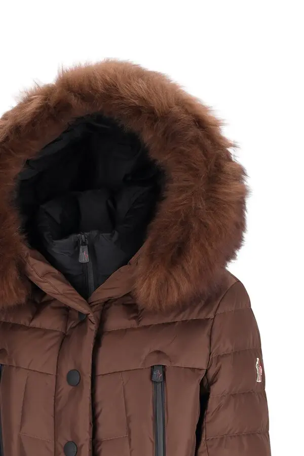 Moncler Beverley Down Jacket With Removable Fur Hood - Brown