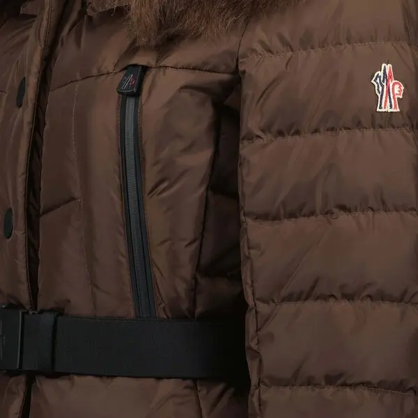 Moncler Beverley Down Jacket With Removable Fur Hood - Brown