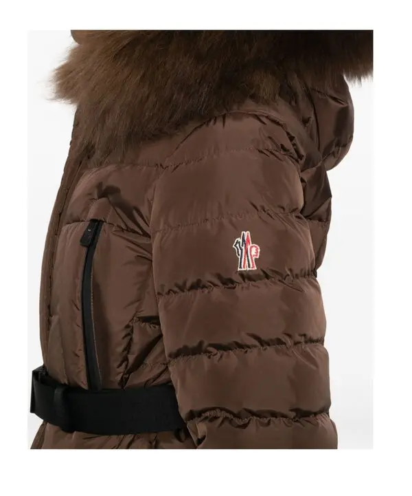 Moncler Beverley Down Jacket With Removable Fur Hood - Brown