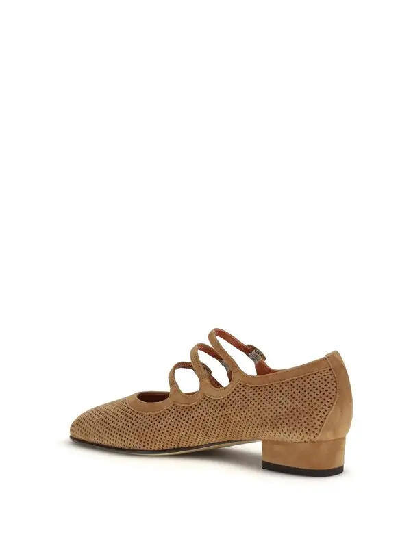 CAREL Triple-strap Perforated Mary Jane Pumps - Brown