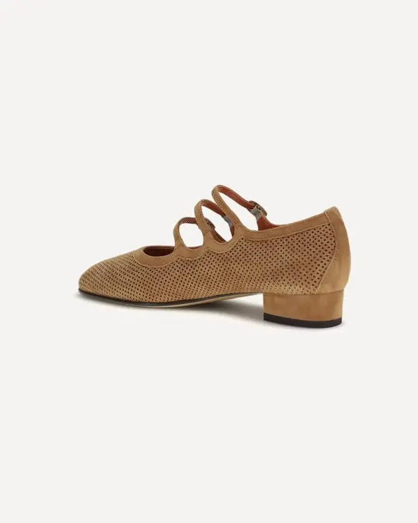 CAREL Triple-strap Perforated Mary Jane Pumps - Brown