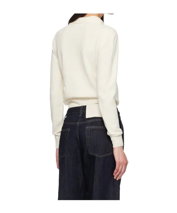 JIL SANDER Long-sleeved Wool Knit Polo Shirt