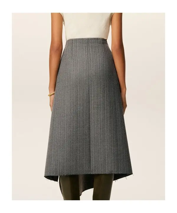 Ami Herringbone Wrap Midi Skirt