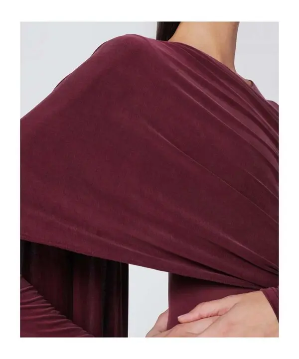 Andamane Draped Long-sleeved Bodysuit - Red