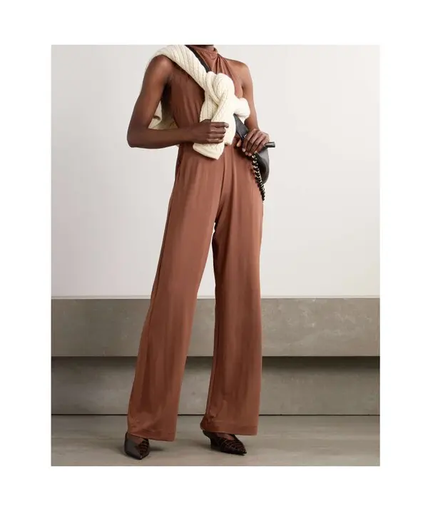 Max Mara Halter Neck Jumpsuit With Cinched Waist - Brown
