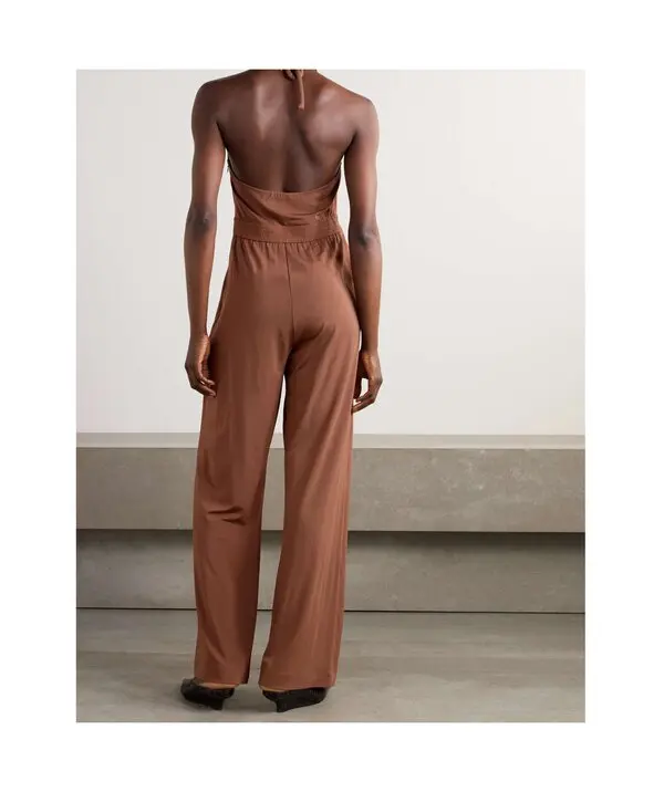 Max Mara Halter Neck Jumpsuit With Cinched Waist - Brown