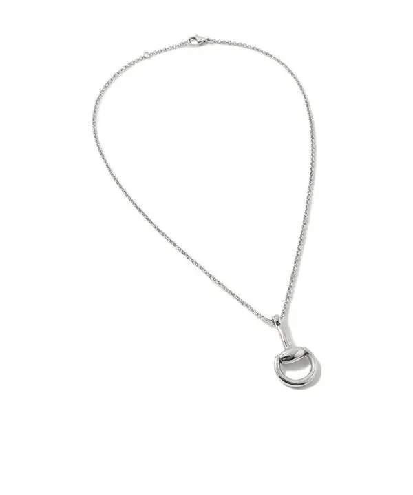 Gucci Horsebit Diamond Pendant Necklace - White