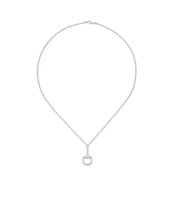 Gucci Horsebit Diamond Pendant Necklace - White