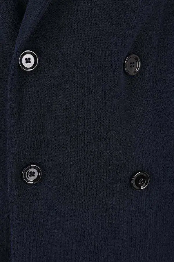 LARDINI Double-breasted Jacket With Peaked Lapel And Patch Pockets - Black