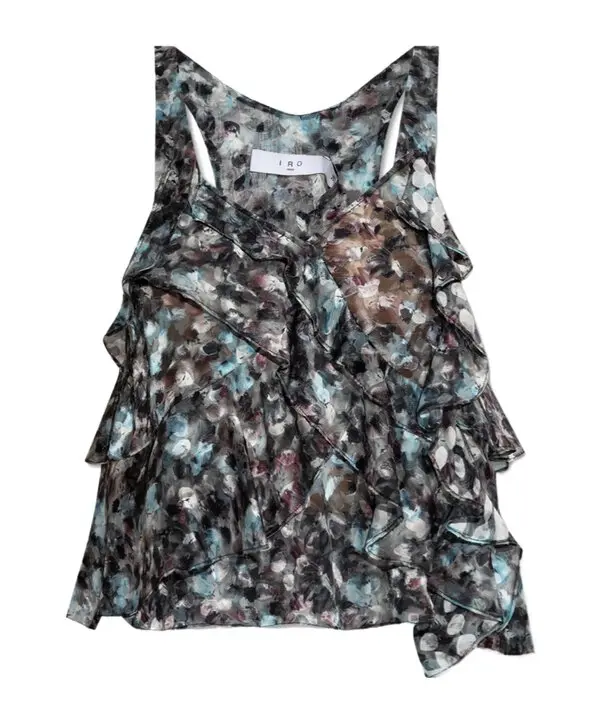 IRO PARIS Sleeveless Ruffle Top - Black