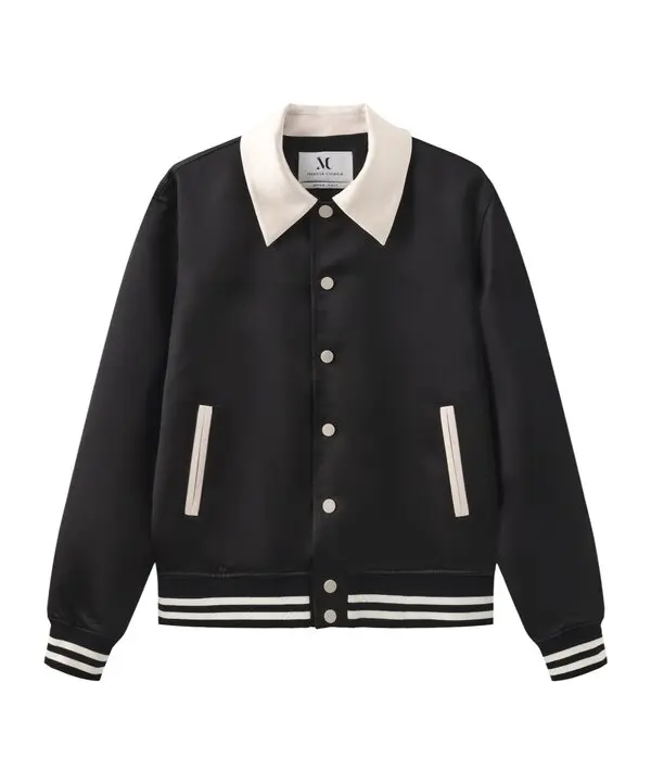 Marissa Chiara Long Sleeve Casual Jacket With Striped Cuffs And Hem