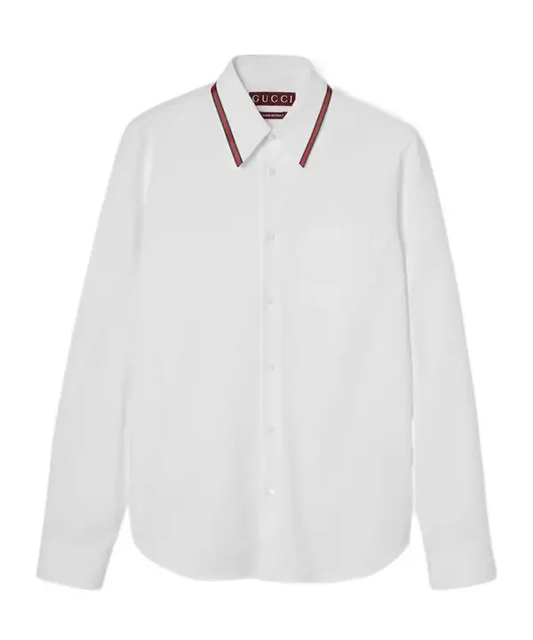 Gucci Web Detailed Long-sleeve Oxford Shirt