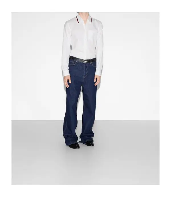 Gucci Web Detailed Long-sleeve Oxford Shirt