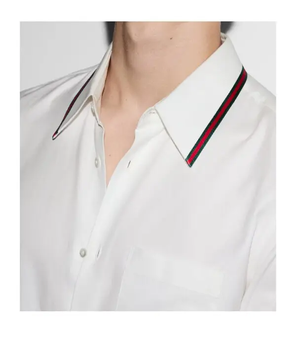 Gucci Web Detailed Long-sleeve Oxford Shirt