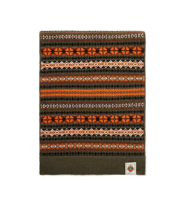 Bally Fair Isle Wool Scarf - Green