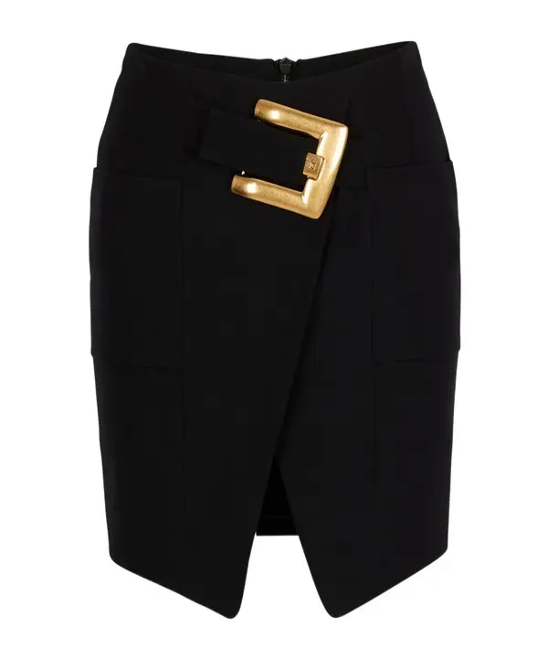 Balmain Belted Mini Skirt With Anthem Buckle