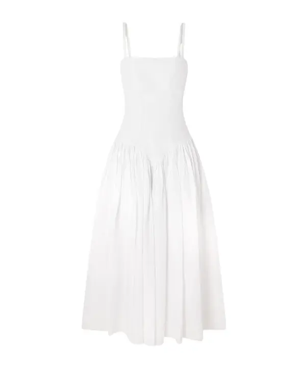 Gabriela Hearst Oriana Open-back Gathered Linen Midi Dress - White