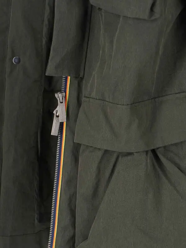 K-WAY Hooded Jacket With Pocket Details And Logo Tape - Black