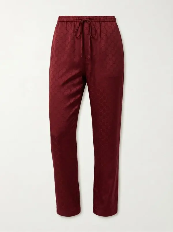 Gucci Gg Monogram Satin Pants - Red