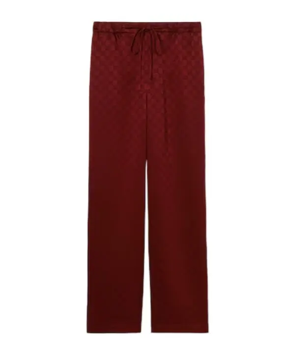 Gucci Gg Monogram Satin Pants - Red