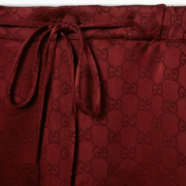Gucci Gg Monogram Satin Pants - Red