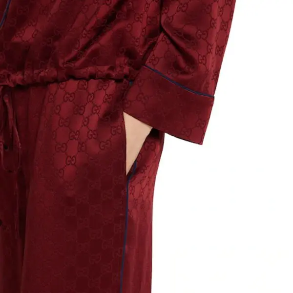 Gucci Gg Monogram Satin Pants - Red