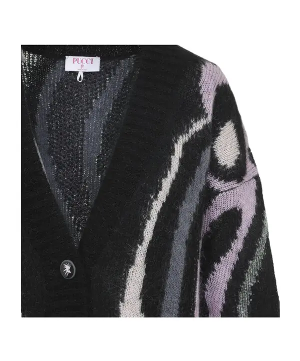 Emilio Pucci Marmo Inlay Oversized V-neck Cardigan - Black