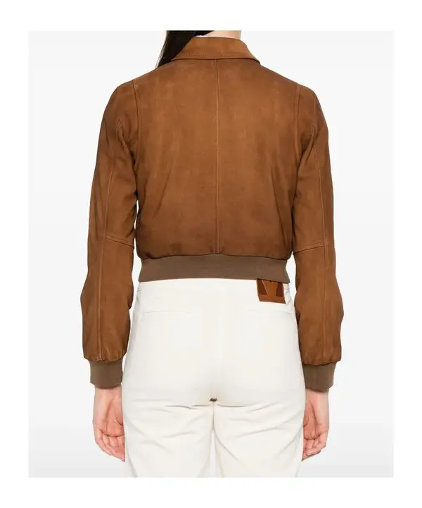 Miu Miu Cropped Suede Jacket - Brown