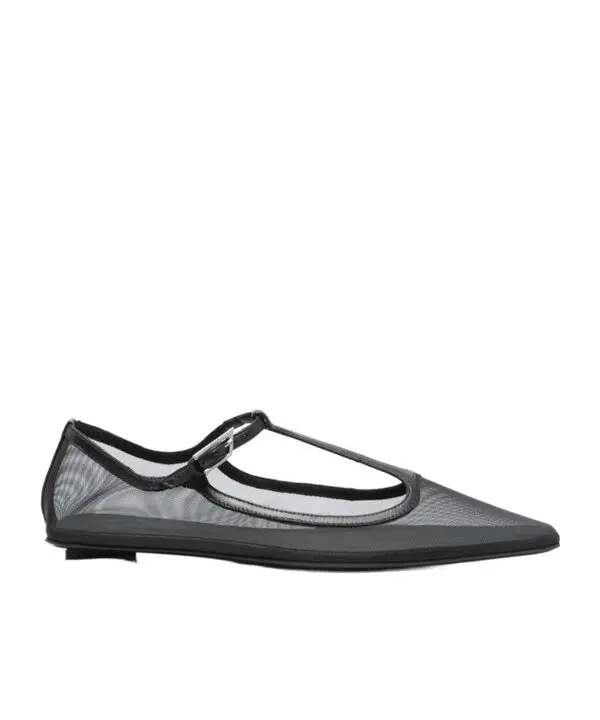 Attico Square Toe Flats - Black